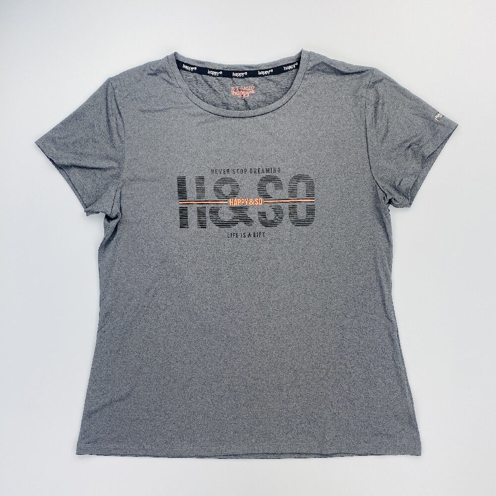 Happy & So - Second Hand T-Shirt - Damen - Grau - L | Hardloop