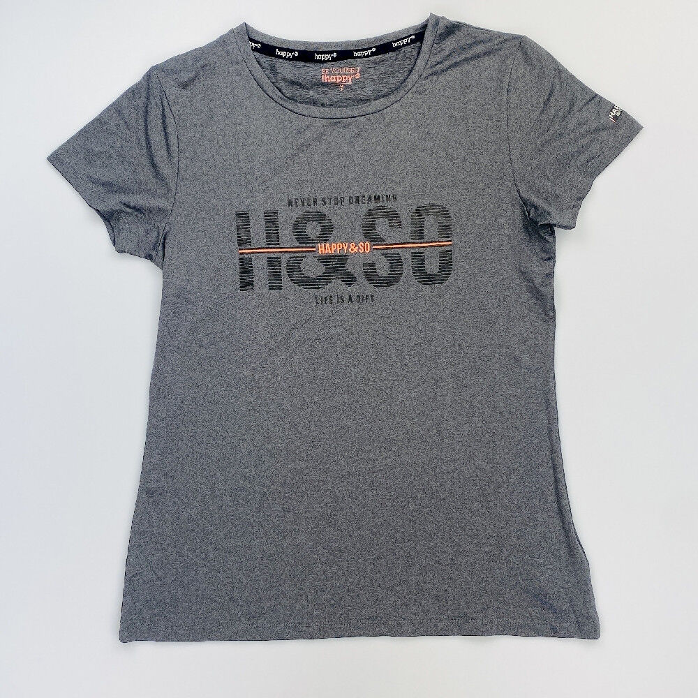 Happy & So - Second Hand T-shirt - Dam - Grå - S | Hardloop