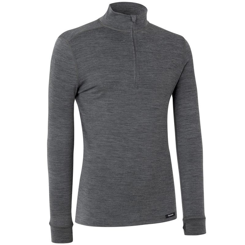 GripGrab Merino Blend Half-Zip Thermal Long Sleeve Base Layer - Cycling ...